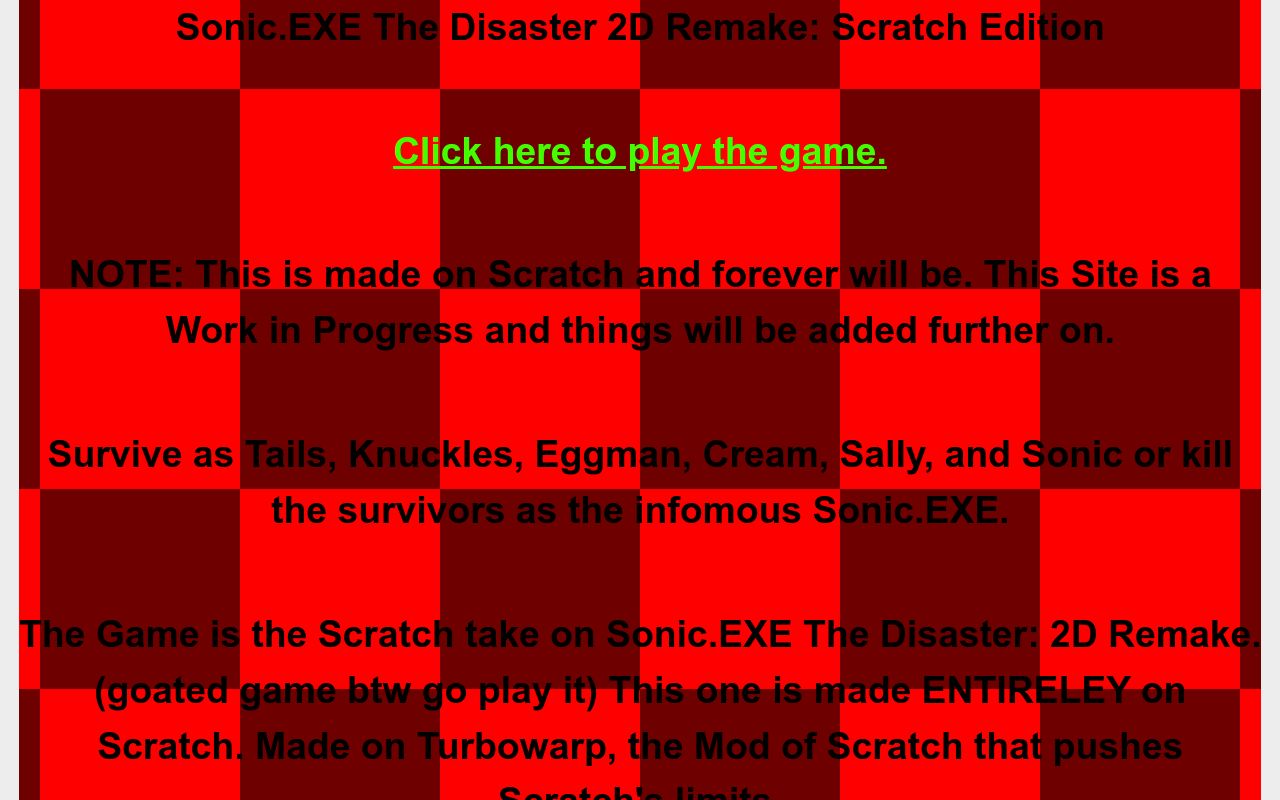 Sonic.EXE The Disaster 2D Remake: Scratch Edition Website